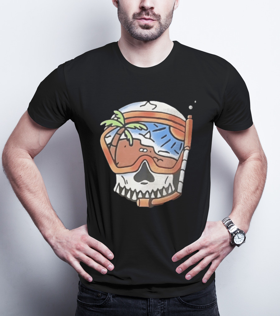 Tropical Island Snorkel Skull Beach Ocean Vacation Summer Fun T-Shirt
