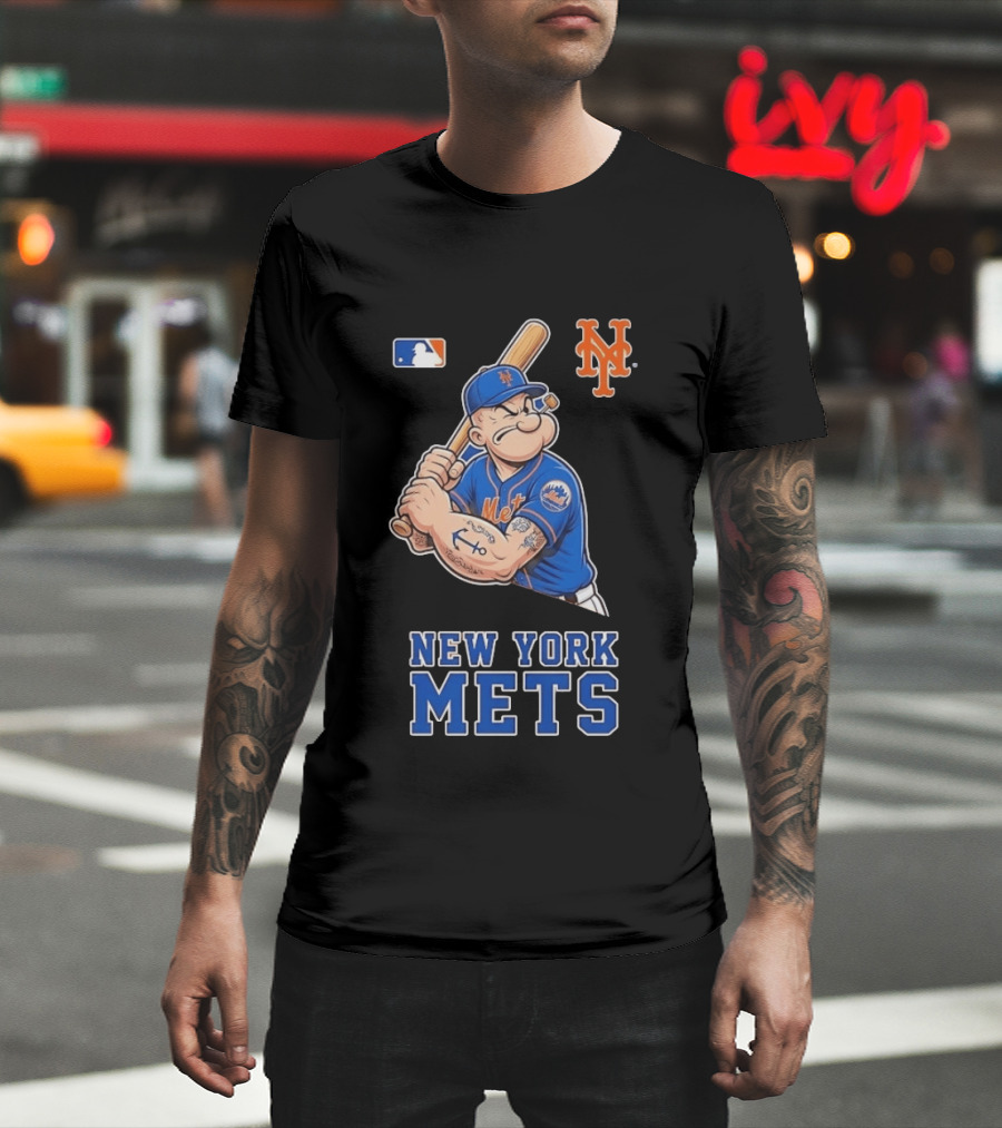 Popeye New York Mets MLB Baseball Battling Mets T-Shirt