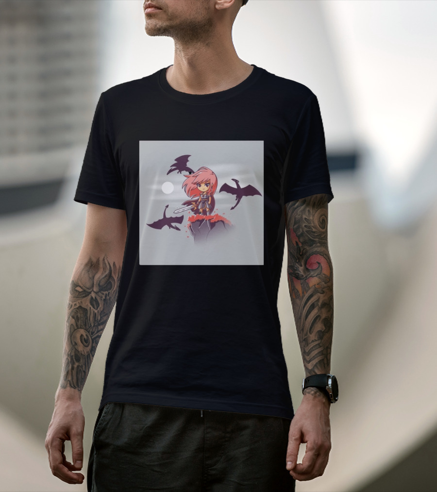Princesse Guerrière Nerdy Anime Warrior With Sword And Dragons T-Shirt
