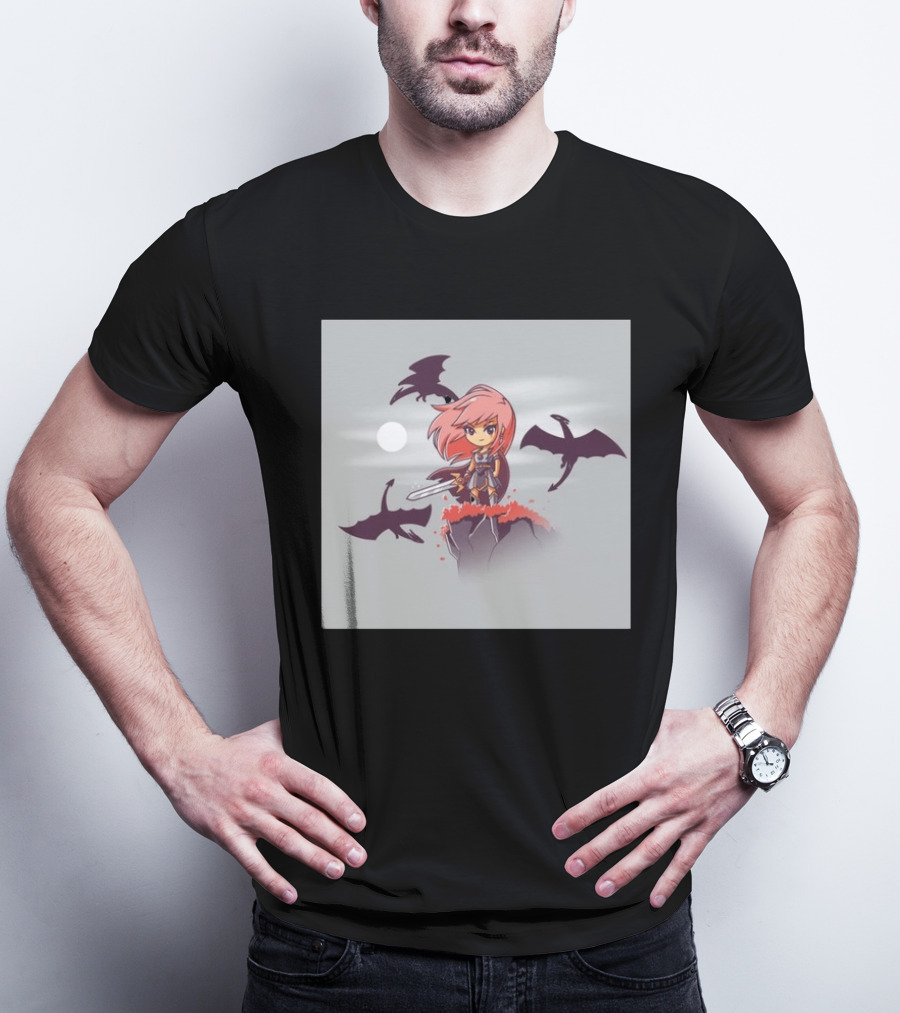 Princesse Guerrière Nerdy Anime Warrior With Sword And Dragons T-Shirt