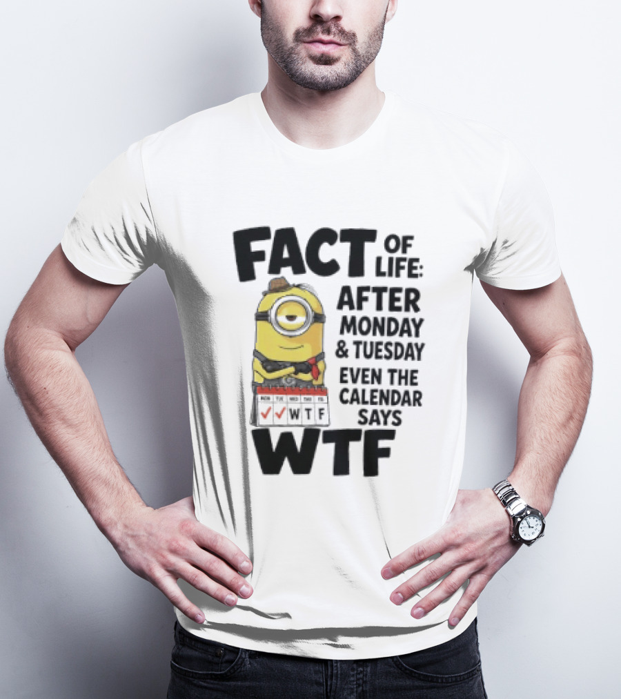 Minion Fact Of Life After Monday And Tuesday Even The Calendar Says WTF T-Shirt