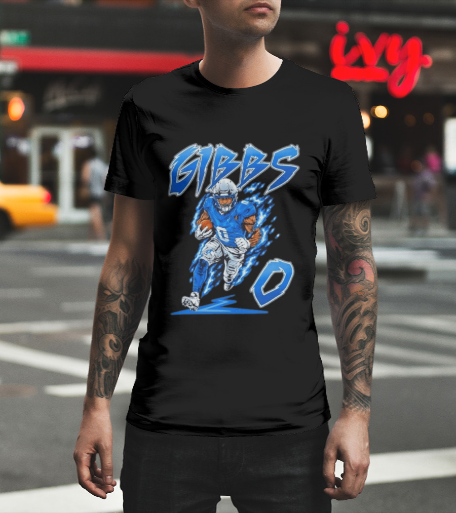 Gibbs No 0 Detroit Lions Football Player Action T-Shirt