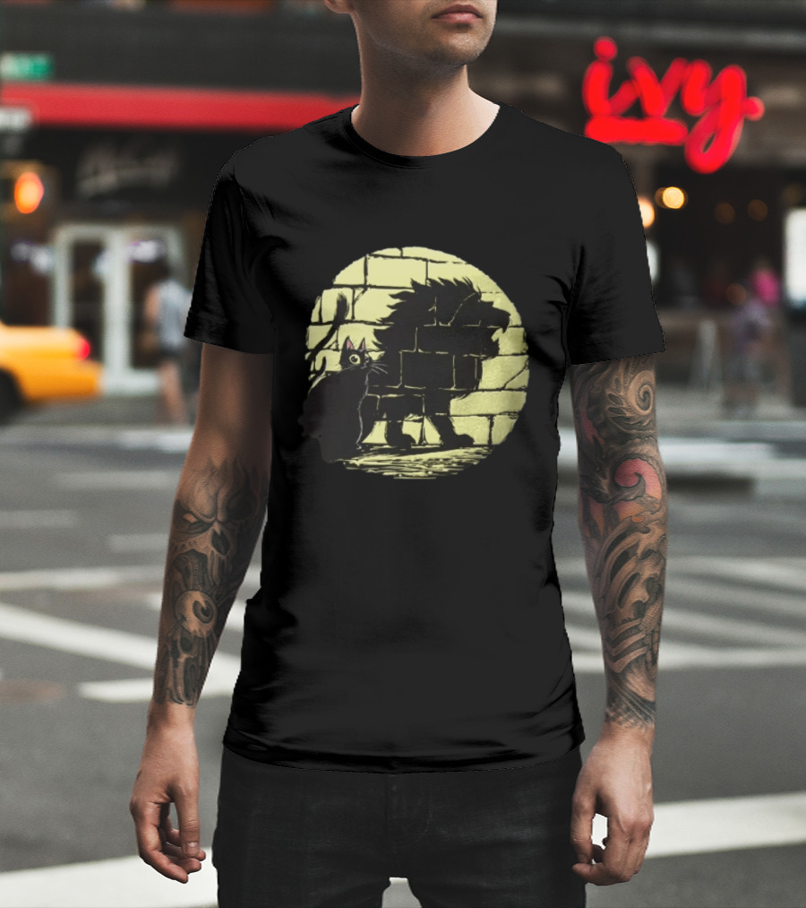 Lion Shadow Black Cat Courageous Kitten Moon T-Shirt