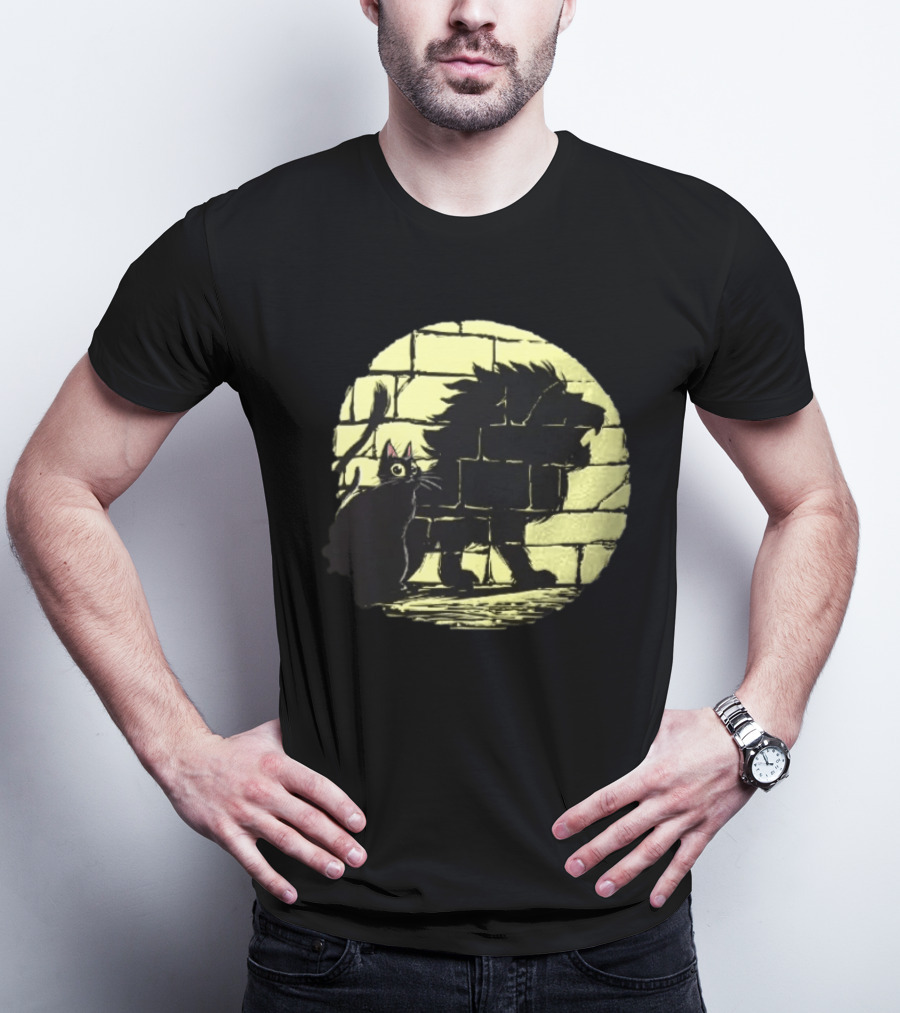 Lion Shadow Black Cat Courageous Kitten Moon T-Shirt