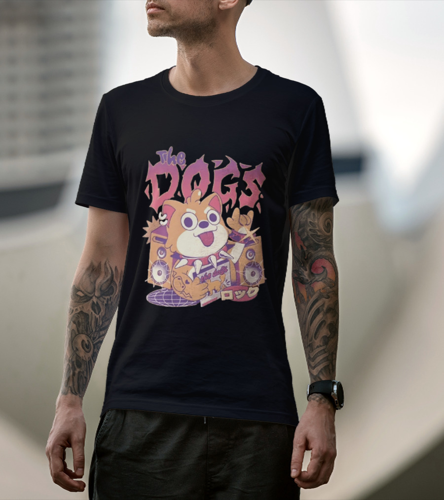 The Dogs Rock Shiba Inu Puppy Punk Rock Music Band With Speakers T-Shirt