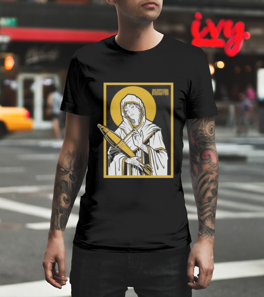 Mortar Mary MMXVIII Religious Iconography Halo And Missile T-Shirt