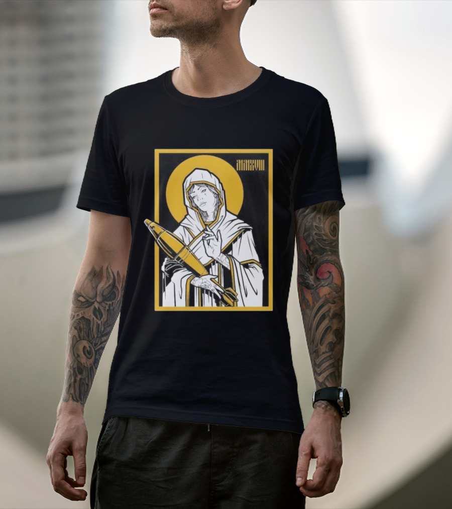 Mortar Mary MMXVIII Religious Iconography Halo And Missile T-Shirt