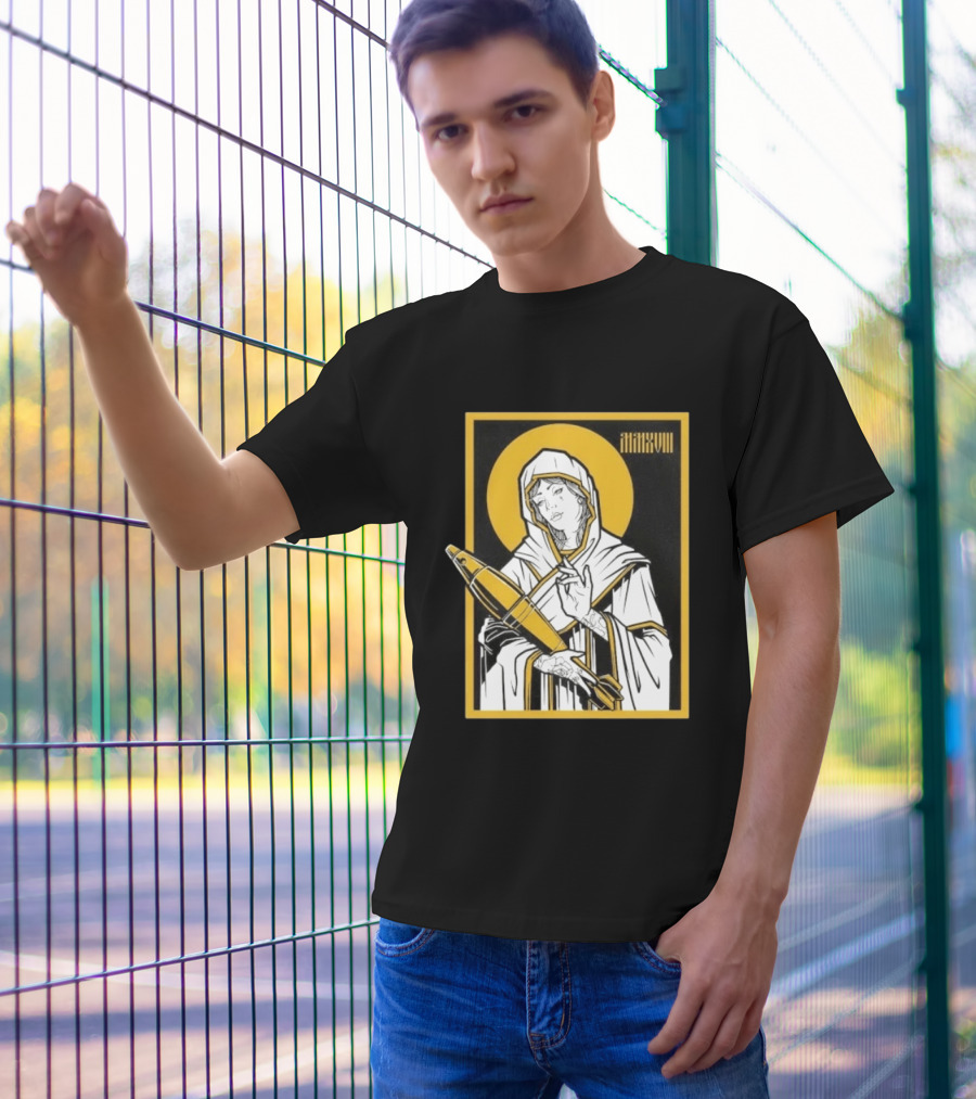 Mortar Mary MMXVIII Religious Iconography Halo And Missile T-Shirt