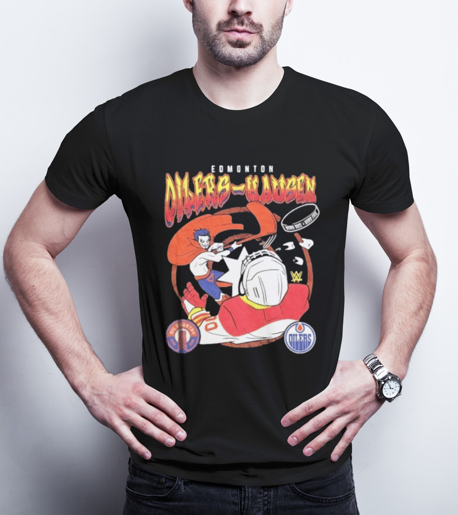 Edmonton Oilers Hausen Very Nice Very Evil WWE Summer Tour T-Shirt