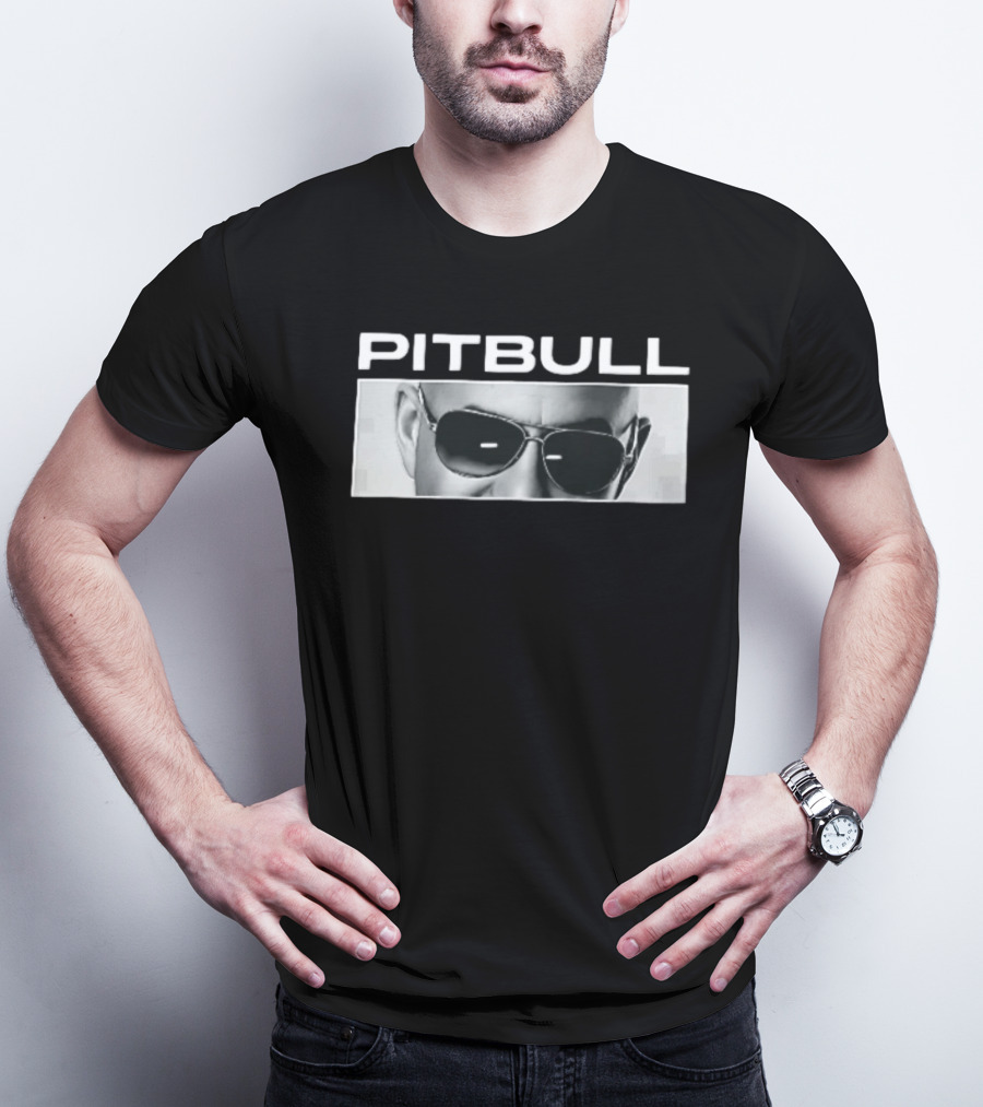 Pitbull Monochrome Aviator Sunglasses Close Up T-Shirt