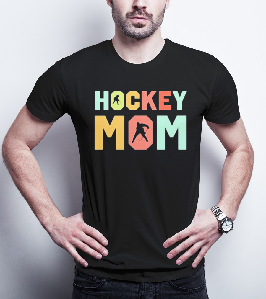 Hockey Mom Mother's Day Skating Silhouette Multicolor T-Shirt