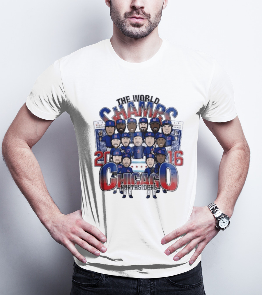 Chicago Cubs MLB The World Champs 2016 Northsiders Cartoon Caricature Roster T-Shirt