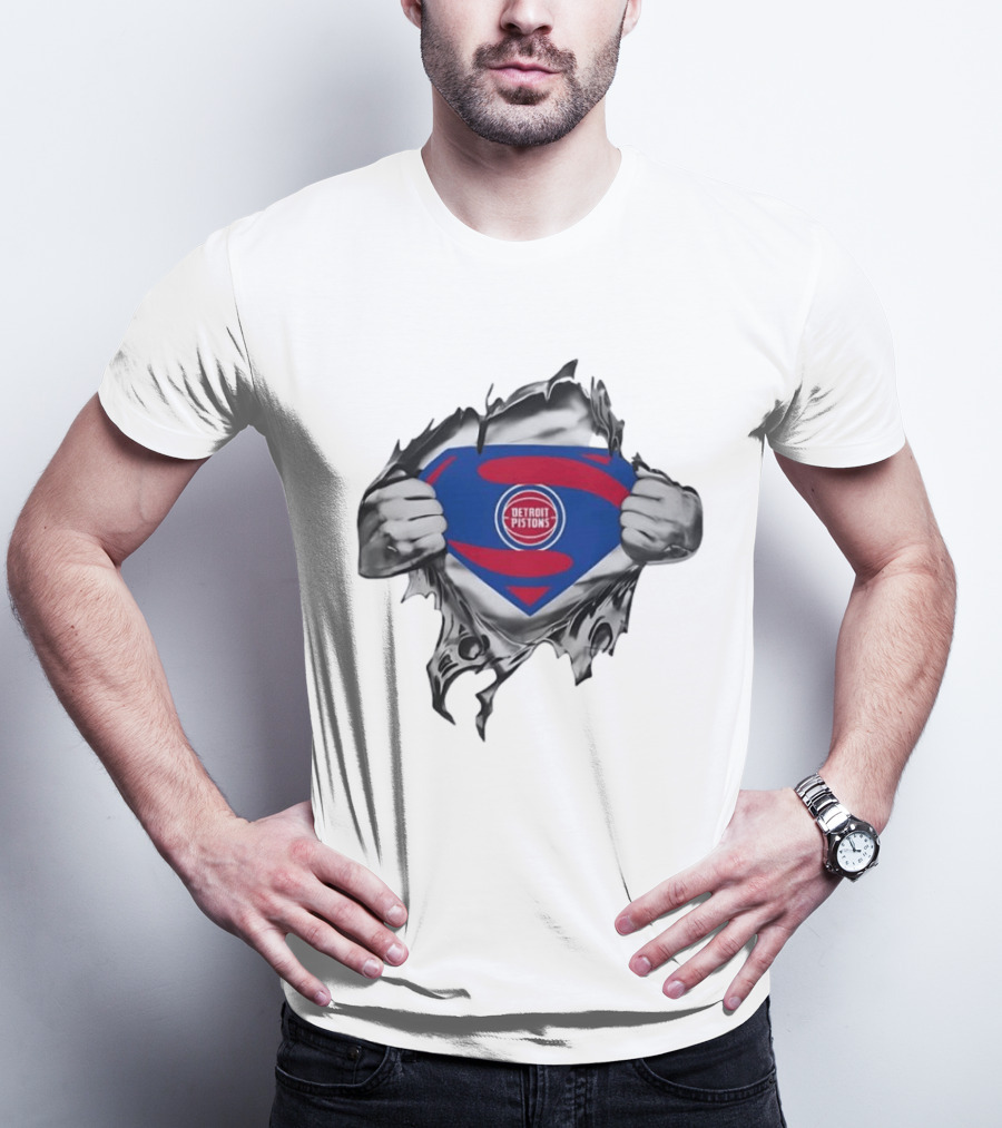 Detroit Pistons Superman Logo NBA Basketball Fan T-Shirt
