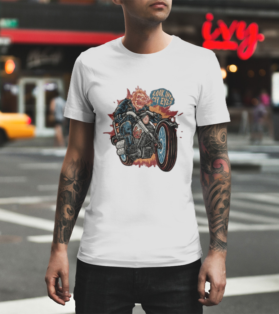Ghost Rider Look Into My Eyes Marvel Comics Motorcycle Spirit Of Vengeance T-Shirt