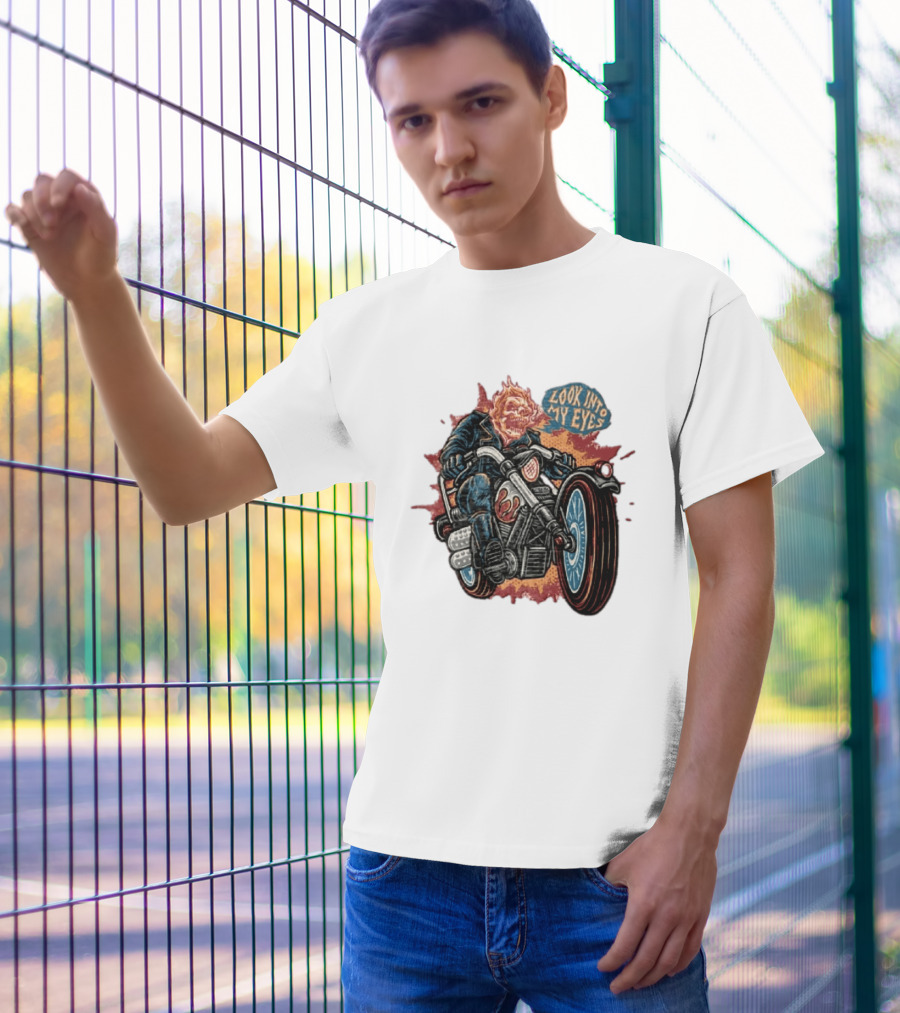 Ghost Rider Look Into My Eyes Marvel Comics Motorcycle Spirit Of Vengeance T-Shirt