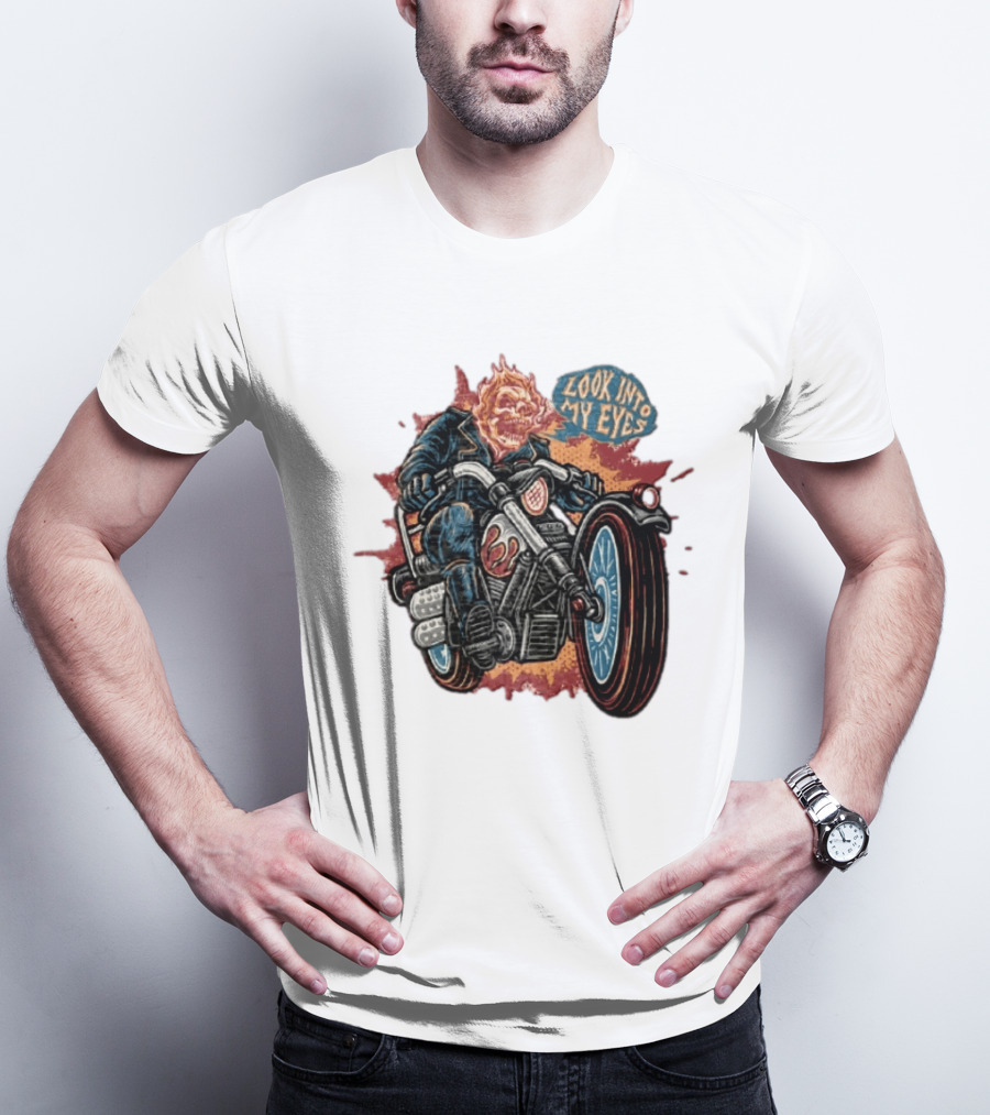 Ghost Rider Look Into My Eyes Marvel Comics Motorcycle Spirit Of Vengeance T-Shirt