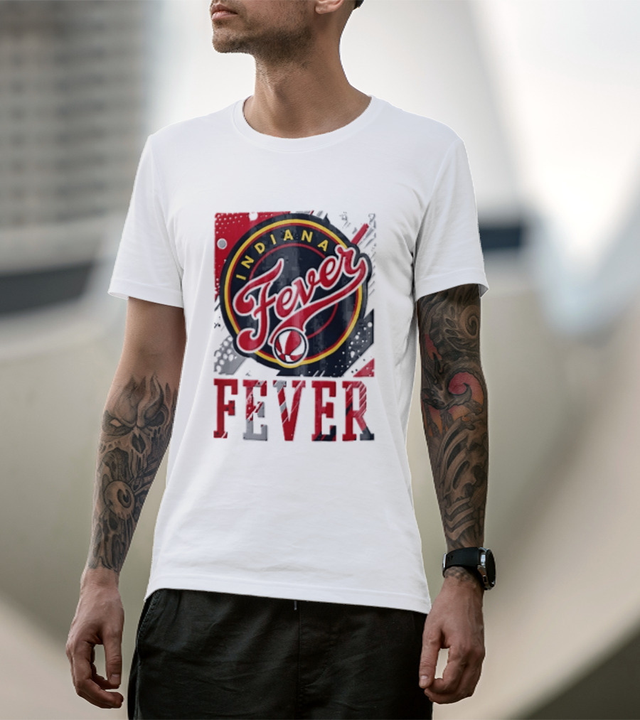 Indiana Fever WNBA Distressed Paint Splatter Basketball Logo Fever T-Shirt
