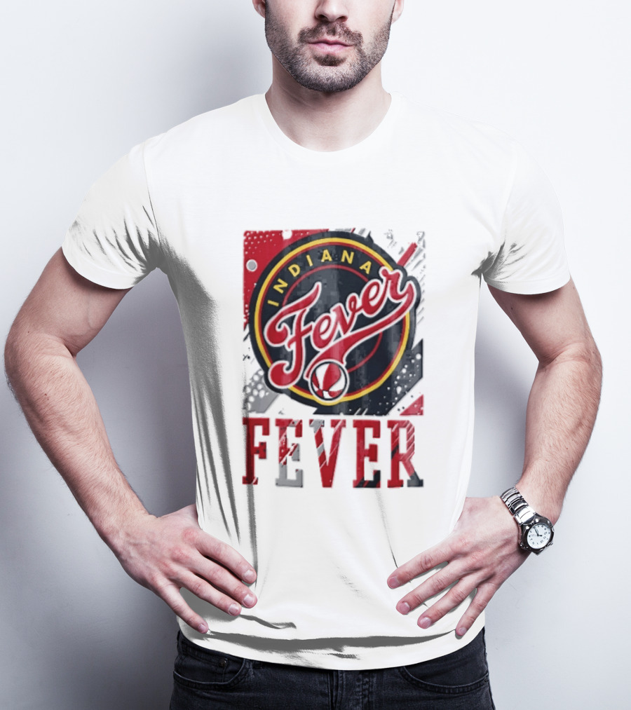 Indiana Fever WNBA Distressed Paint Splatter Basketball Logo Fever T-Shirt