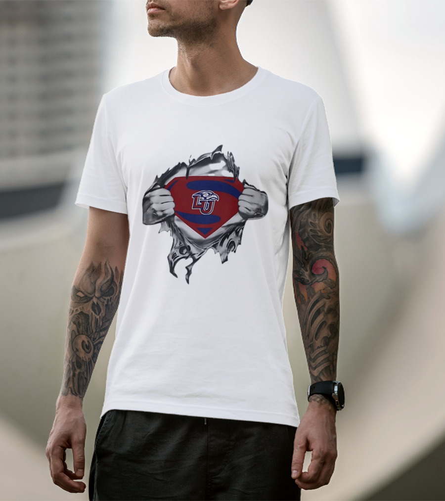 Liberty University Flames LU Superman Chest Reveal T-Shirt