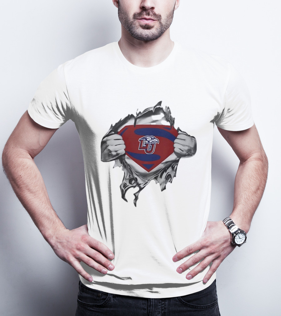Liberty University Flames LU Superman Chest Reveal T-Shirt