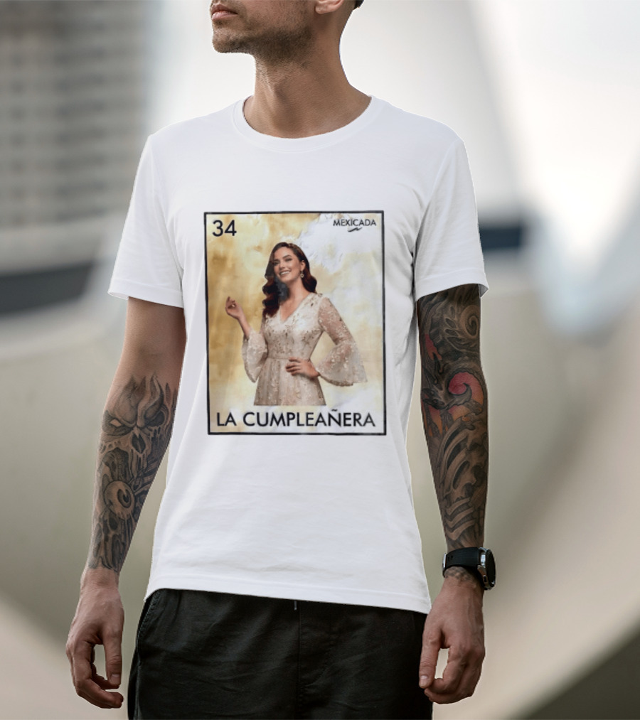 Mexicada 34 La Cumpleañera Loteria Card Woman White Dress T-Shirt