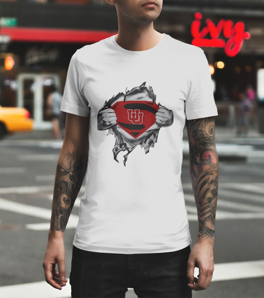 Utah Utes Superman Emblem College Football Fan Gear T-Shirt