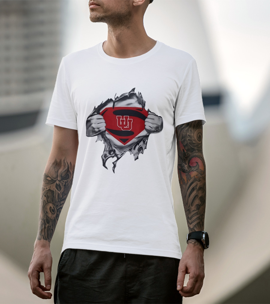 Utah Utes Superman Emblem College Football Fan Gear T-Shirt