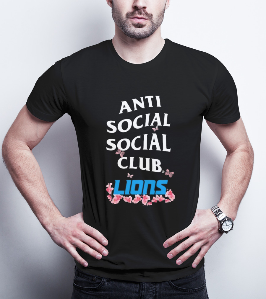 Anti Social Social Club Detroit Lions Floral Butterfly T-Shirt