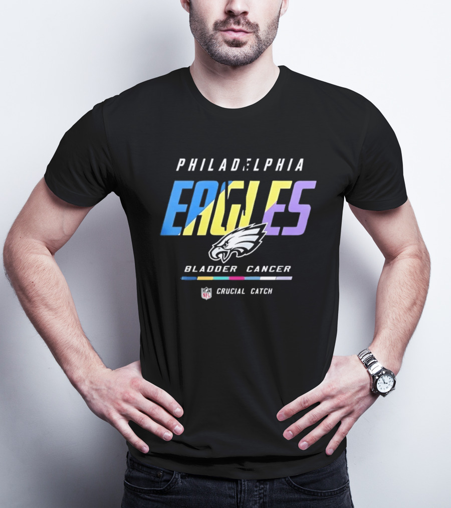 Philadelphia Eagles Bladder Cancer Crucial Catch Intercept Cancer Awareness T-Shirt