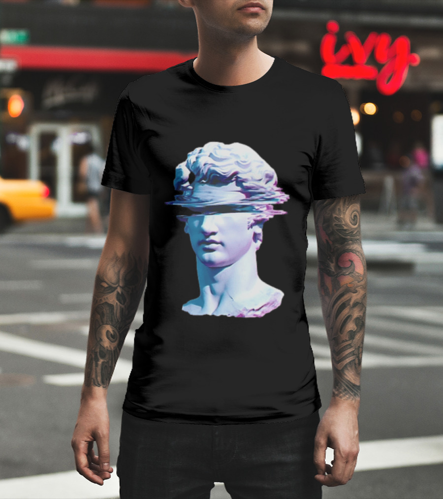 You Are Not Forgotten Classical Statue Bust Glitch Wave Distortion David Vaporwave Aesthetic T-Shirt