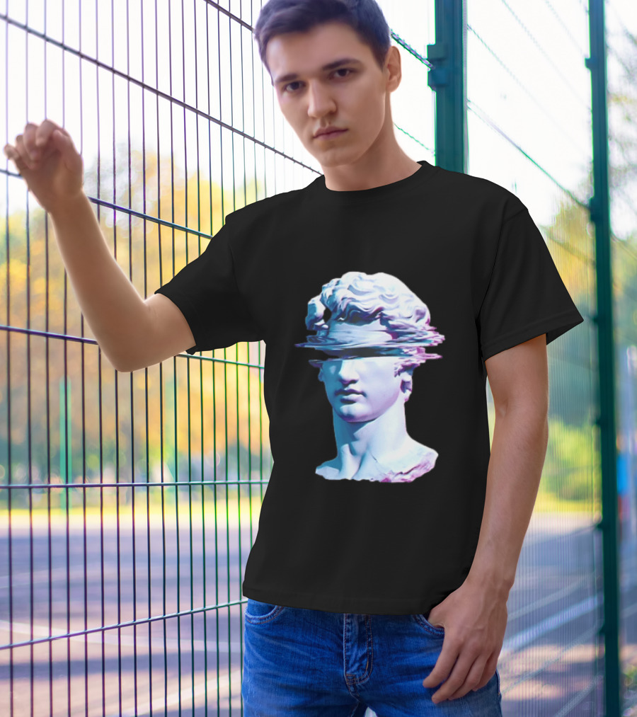 You Are Not Forgotten Classical Statue Bust Glitch Wave Distortion David Vaporwave Aesthetic T-Shirt