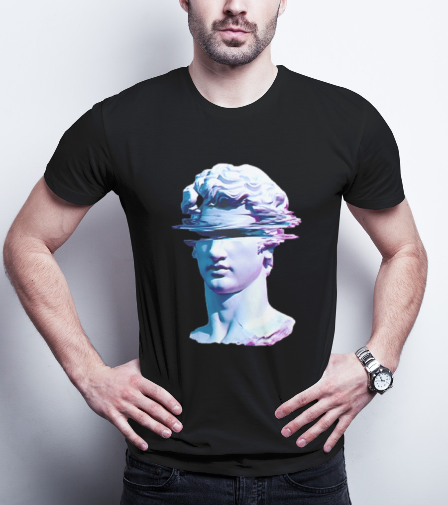You Are Not Forgotten Classical Statue Bust Glitch Wave Distortion David Vaporwave Aesthetic T-Shirt