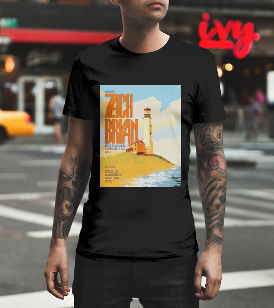 Zach Bryan Live At The Woodlands September 18 19 2026 Dover DE Kings Of Leon Alabama Shakes Gabriella Rose Feyi Fuli Concert T-Shirt