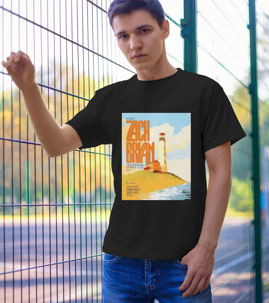 Zach Bryan Live At The Woodlands September 18 19 2026 Dover DE Kings Of Leon Alabama Shakes Gabriella Rose Feyi Fuli Concert T-Shirt