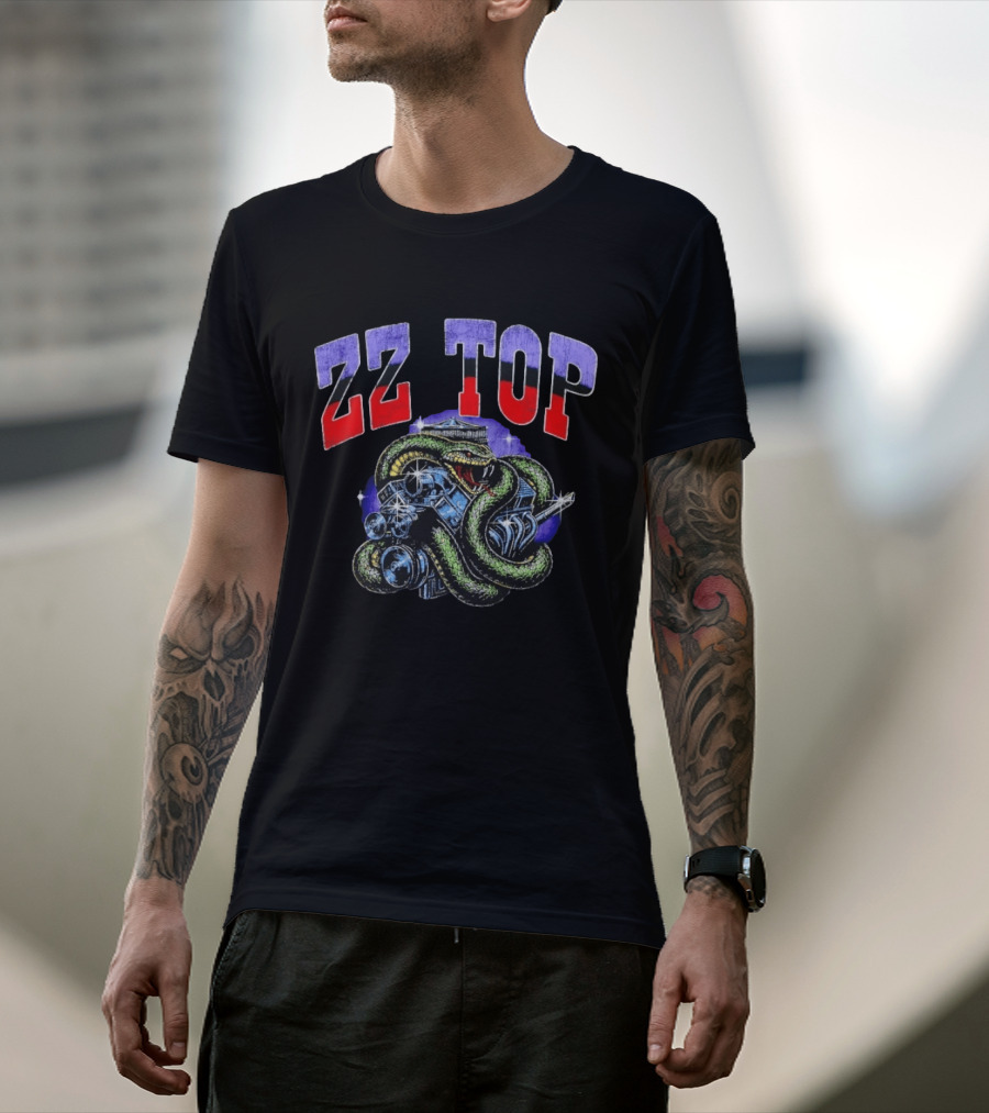 ZZ Top Snake And Engine Classic Rock Band T-Shirt