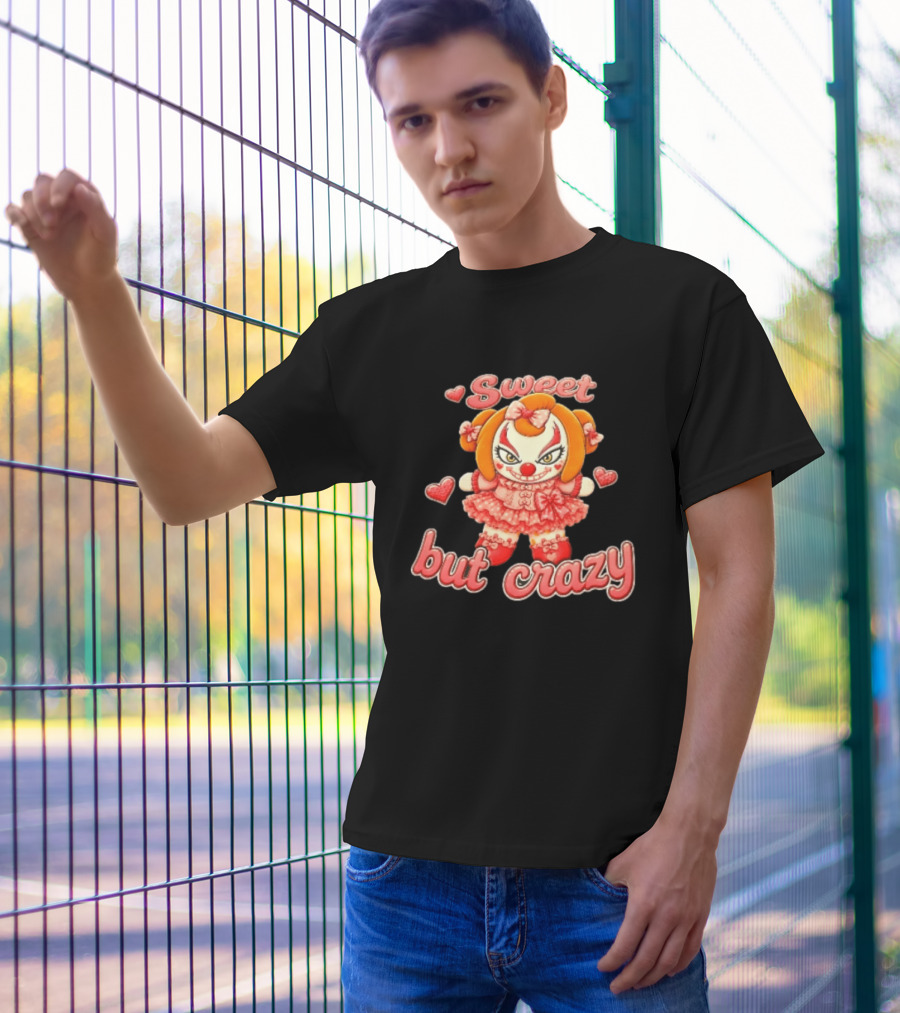 Sweet But Crazy Evil Harlequin Clown Doll Hearts T-Shirt