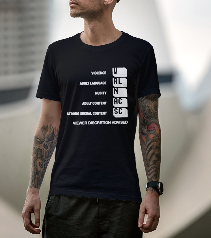Viewer Discretion Advised Violence Adult Language Nudity Sexual Content T-Shirt