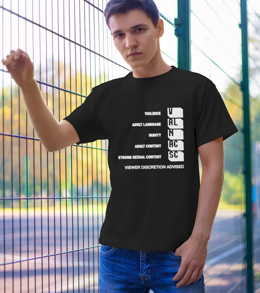 Viewer Discretion Advised Violence Adult Language Nudity Sexual Content T-Shirt