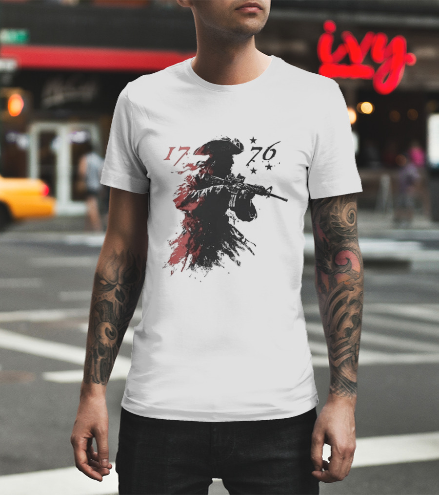 American Patriot With Rifle Patriotic1776 T-Shirt