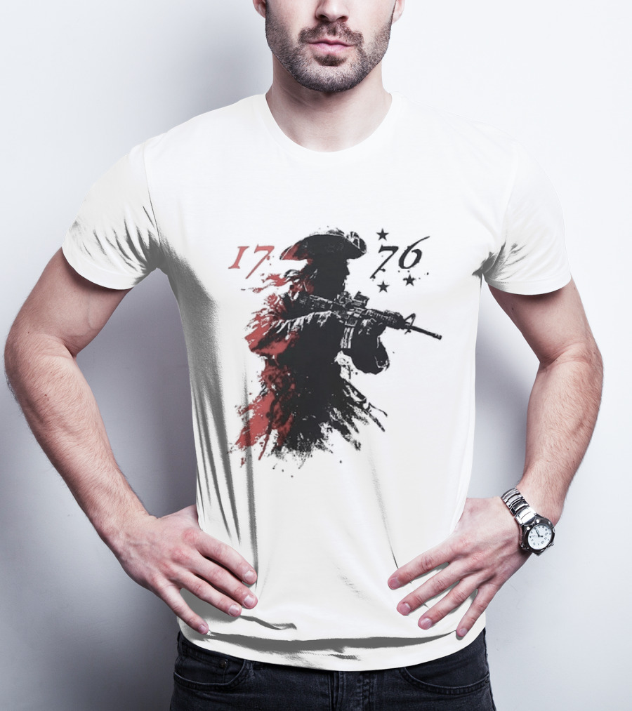 American Patriot With Rifle Patriotic1776 T-Shirt