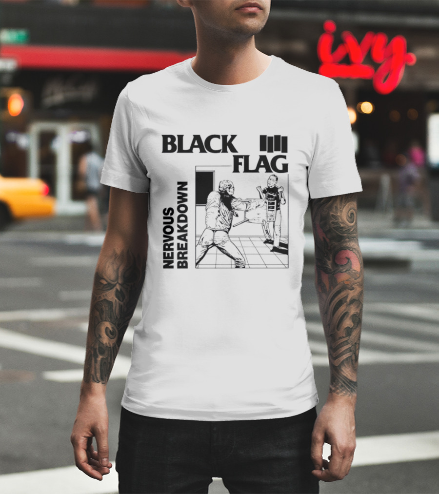 Black Flag Nervous Breakdown Punk Rock Band Iconic Album Cover T-Shirt