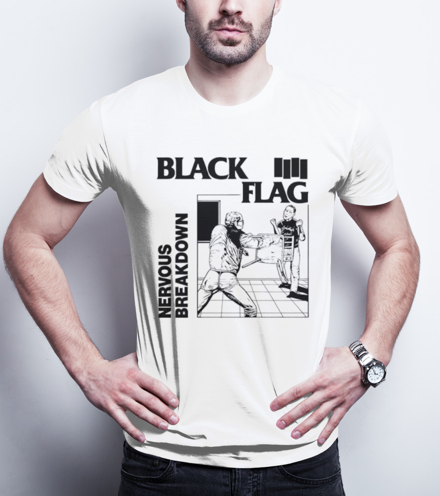 Black Flag Nervous Breakdown Punk Rock Band Iconic Album Cover T-Shirt