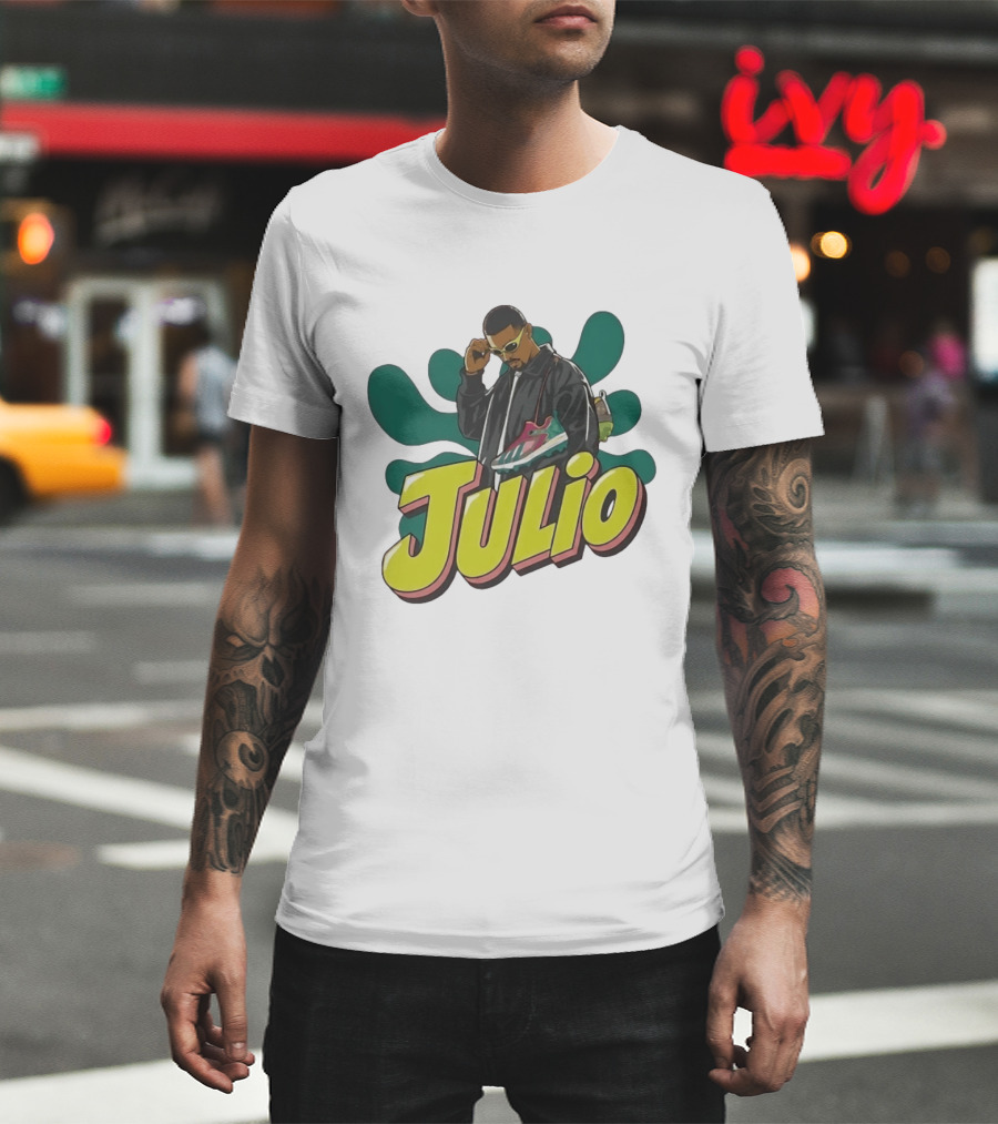 Julio Cool Streetwear Style With Trendy Sneakers T-Shirt