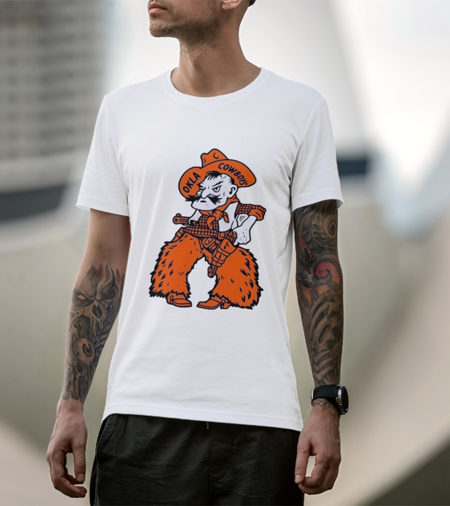 Oklahoma Cowboys Pistol Pete Orange Cowboy T-Shirt