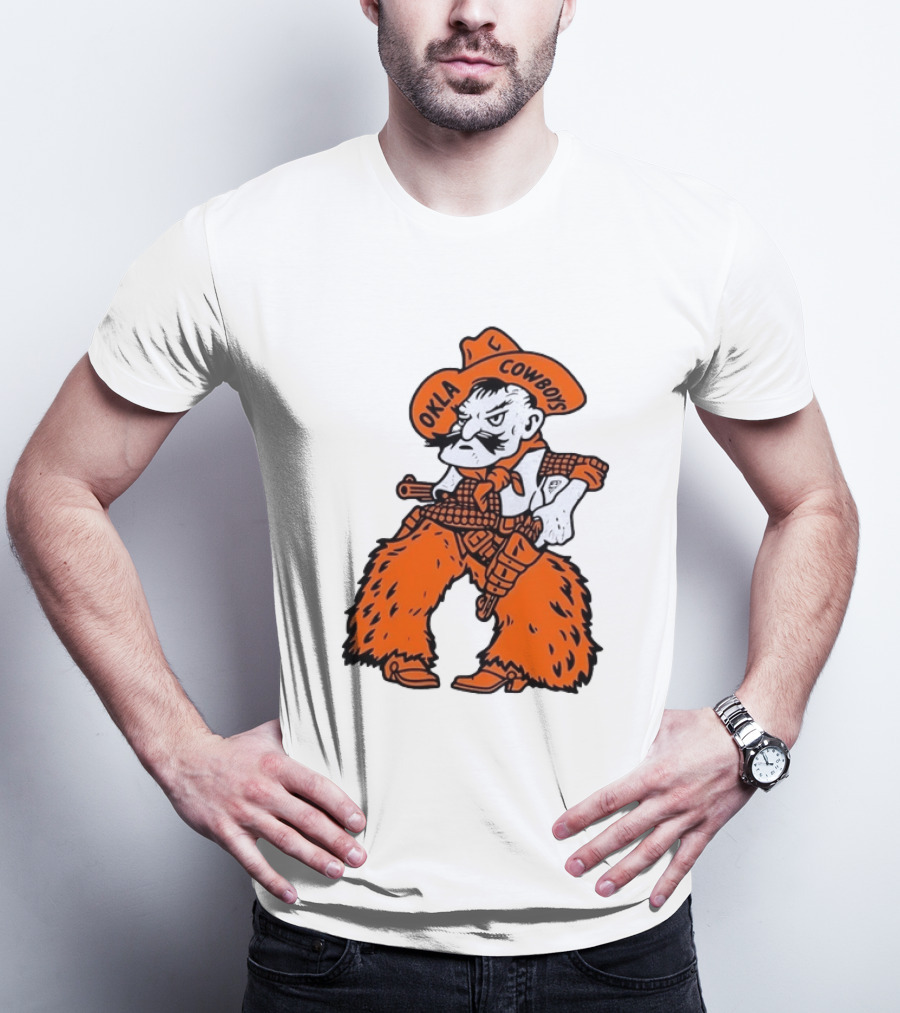 Oklahoma Cowboys Pistol Pete Orange Cowboy T-Shirt
