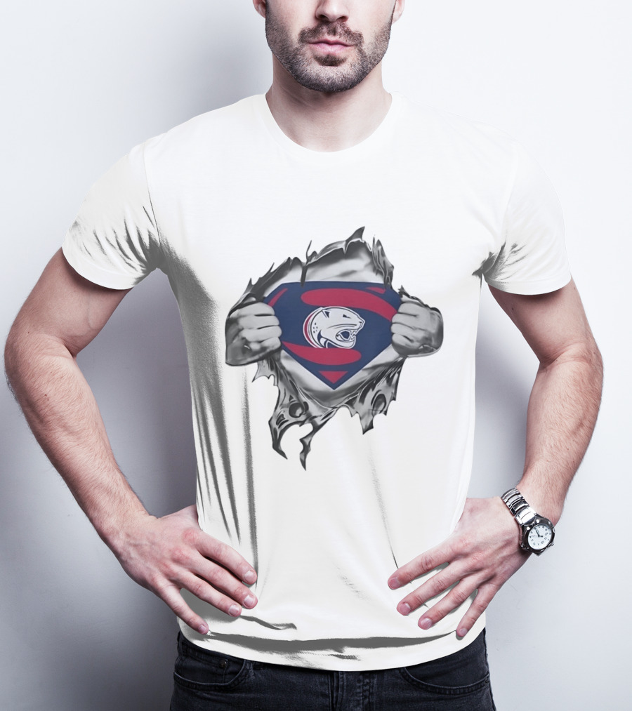 Panthers Superman Chest Emblem Ripped Superhero T-Shirt