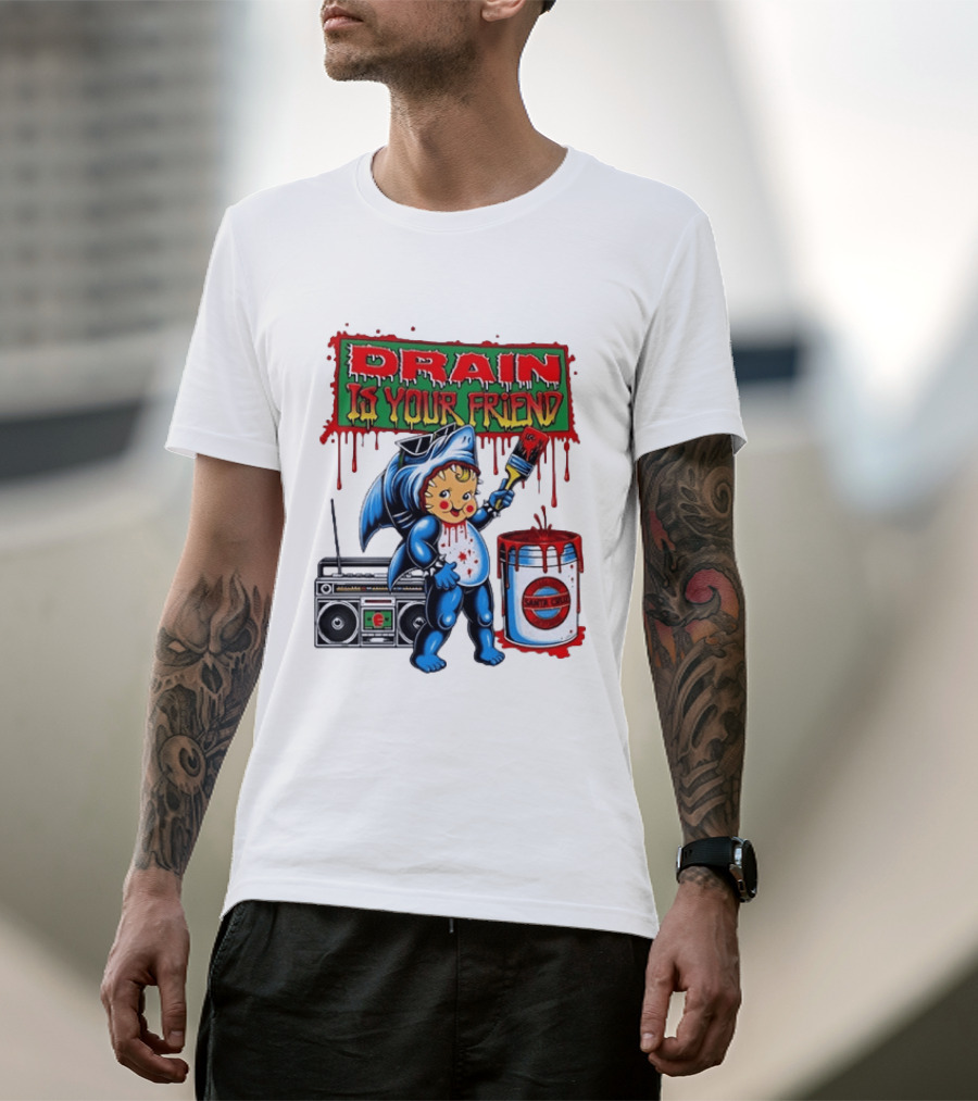 Santa Cruz Drain Is Your Friend Shark Baby Boombox T-Shirt
