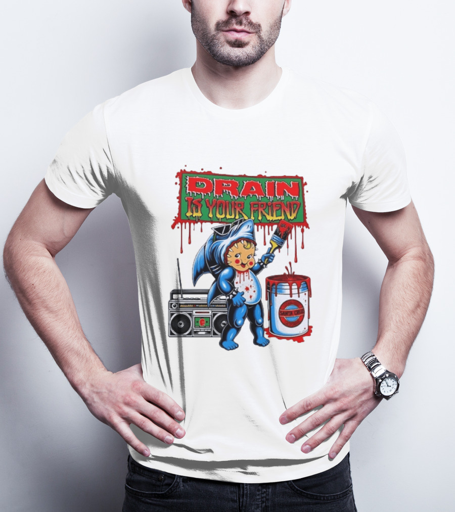 Santa Cruz Drain Is Your Friend Shark Baby Boombox T-Shirt
