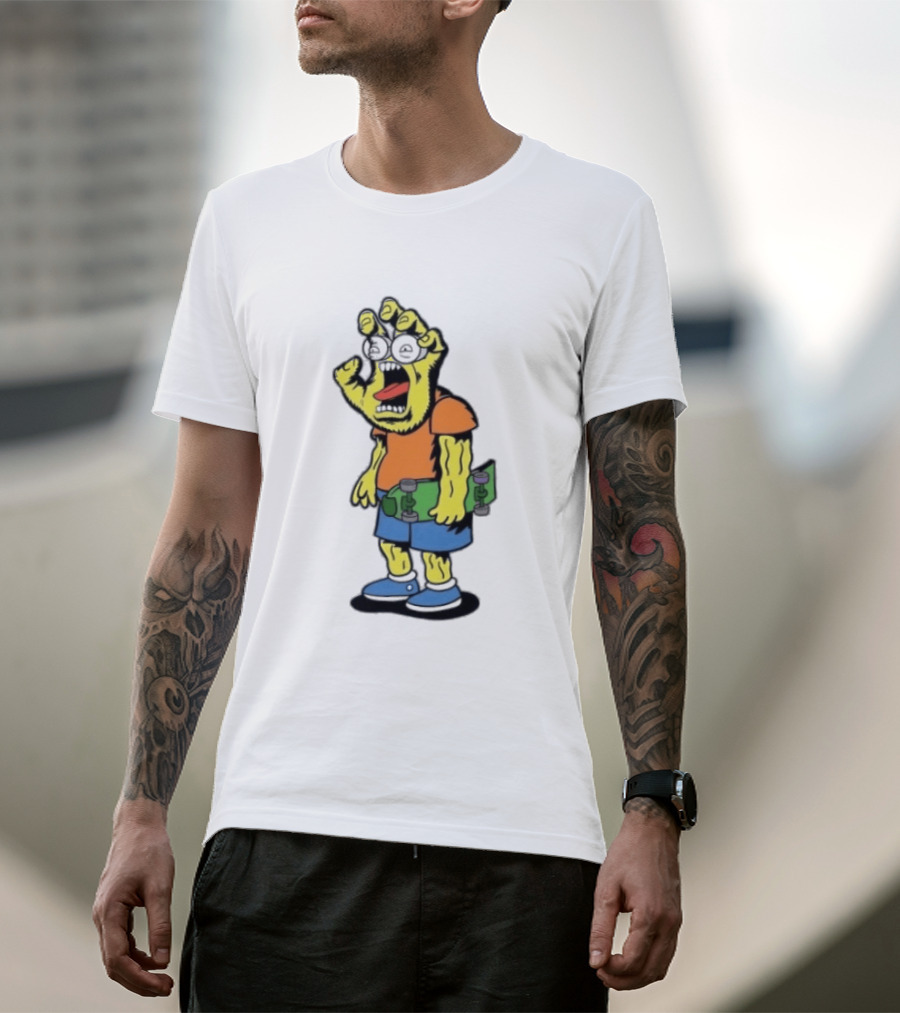 Screaming Hans The Simpsons Bootleg Character With Skateboard T-Shirt