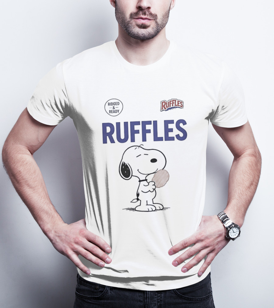 Ruffles Ridged And Ready Peanuts Snoopy Eating Chips T-Shirt